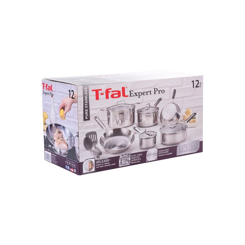 Batería de cocina 12Piezas Tefal Expert Pro Acero Inoxidable - Imusa