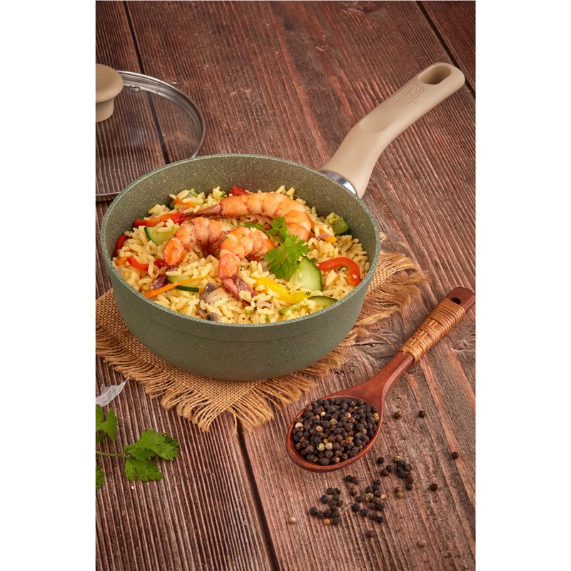 Perol IMUSA TERRA de 18cm Verde con tapa de vidrio - Imusa